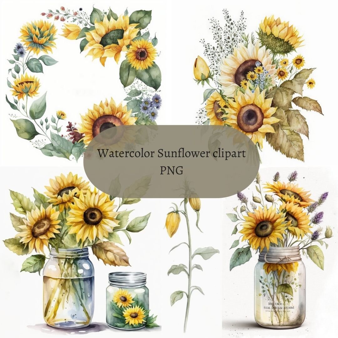 Watercolor Floral Sunflowers - Sunflower Clipart - Fall Flowers - Fall ...