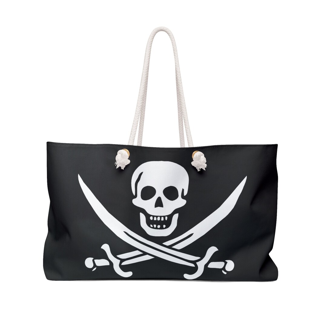Pirate Flag Weekender Bag, Skull and Crossed Swords Boat Tote, Foldable ...