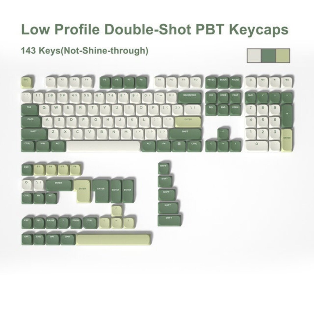 Low Profile Double Shot PBT Keycaps Cute Keycaps Green Keycaps Artisan ...