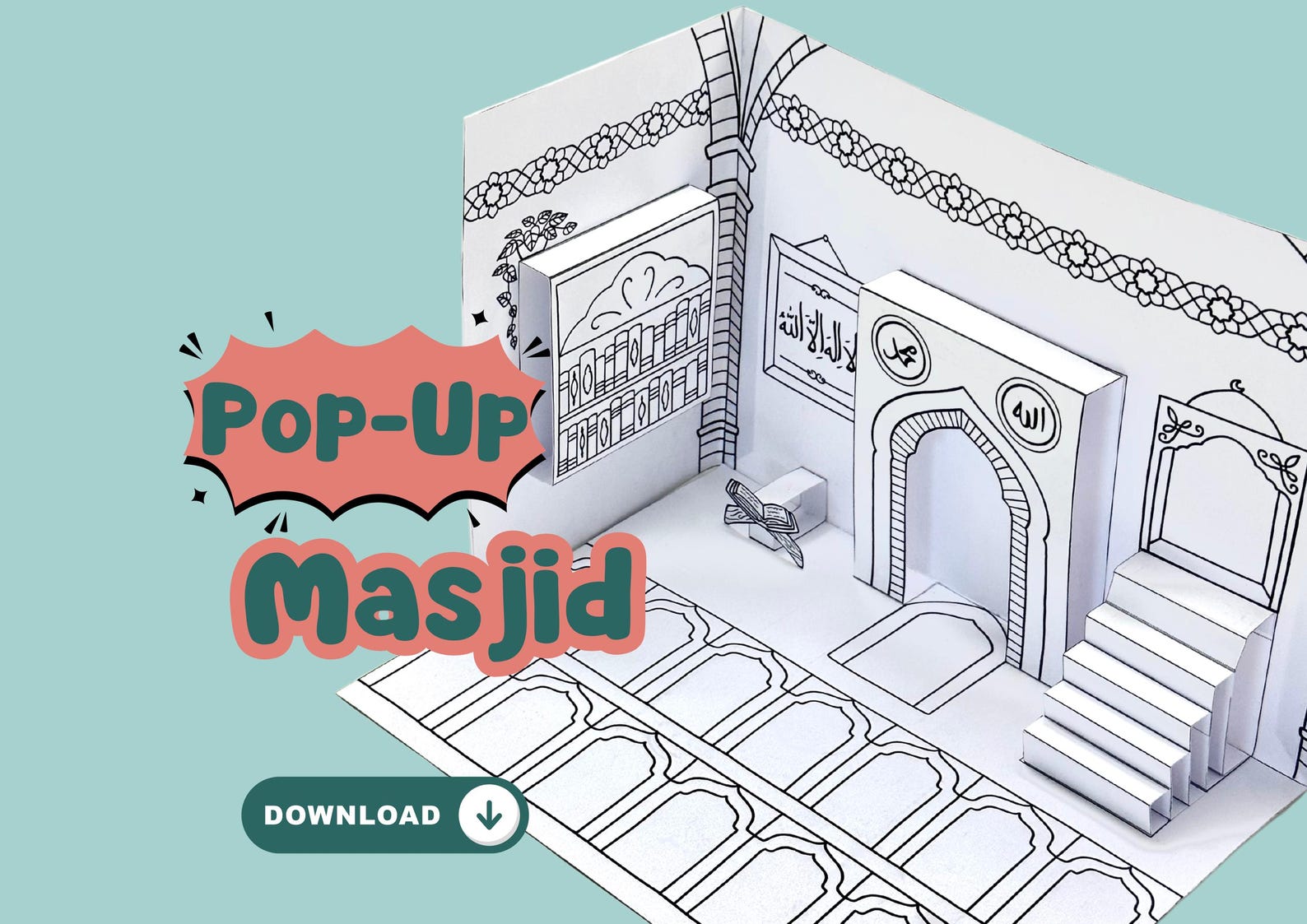 DIY Printable Pop-up Masjid for Muslim Kids, İslamic Crafts, Paper ...