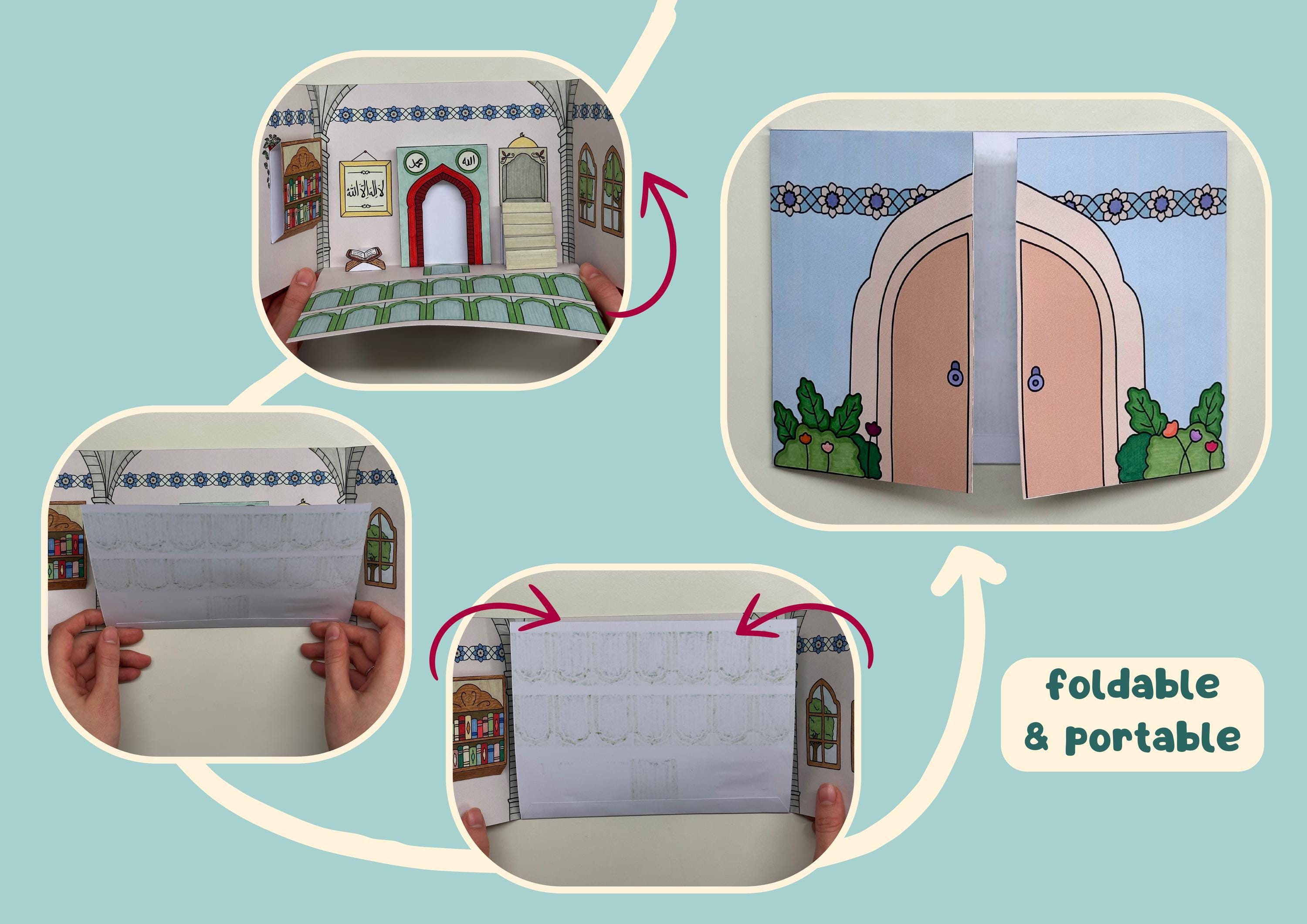 DIY Printable Pop-up Masjid for Muslim Kids, İslamic Crafts, Paper ...