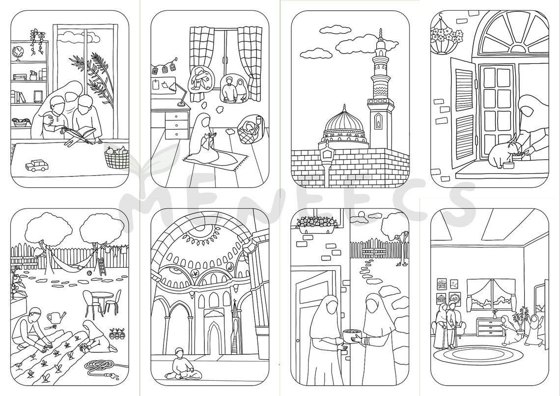 Islamic Coloring Pages for Kids, Islamic Activity Book, Muslim Kids ...