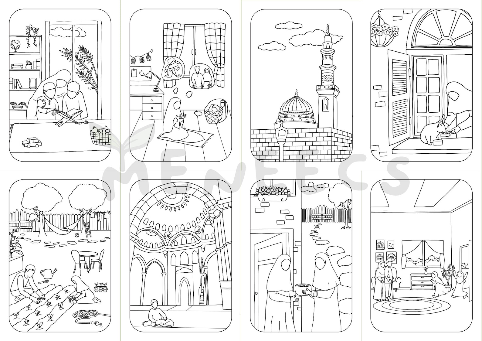 Islamic Coloring Pages for Kids, Islamic Activity Book, Muslim Kids ...