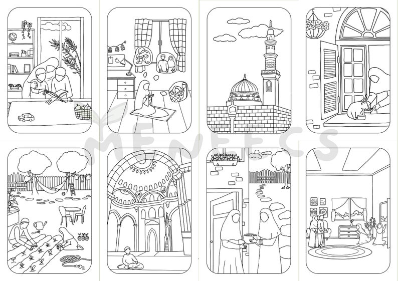 Islamic Coloring Pages for Kids, Islamic Activity Book, Muslim Kids ...