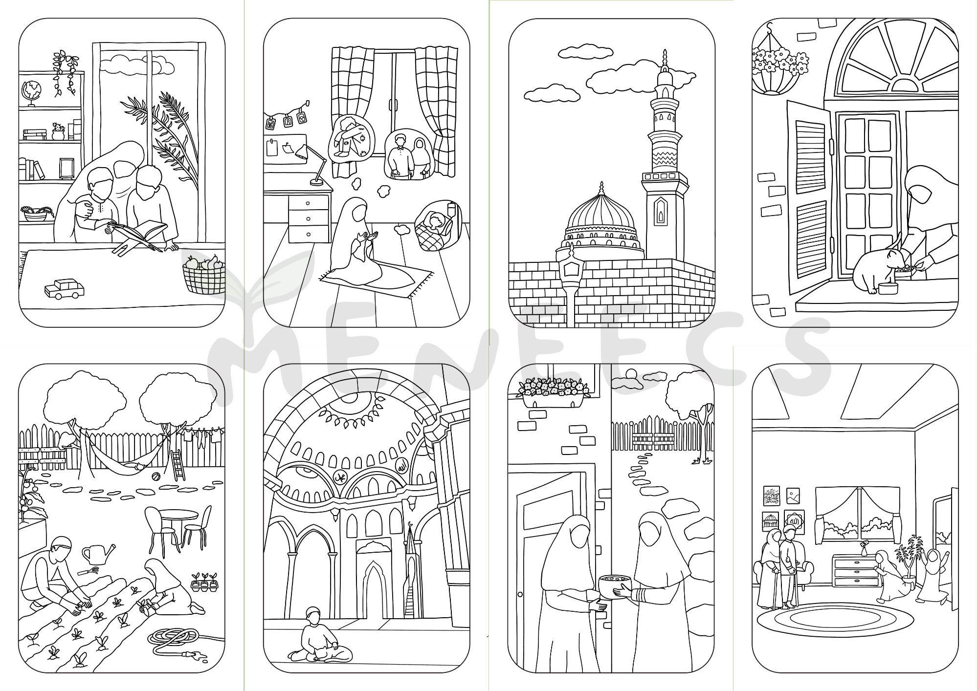 Islamic Coloring Pages for Kids, Islamic Activity Book, Muslim Kids ...