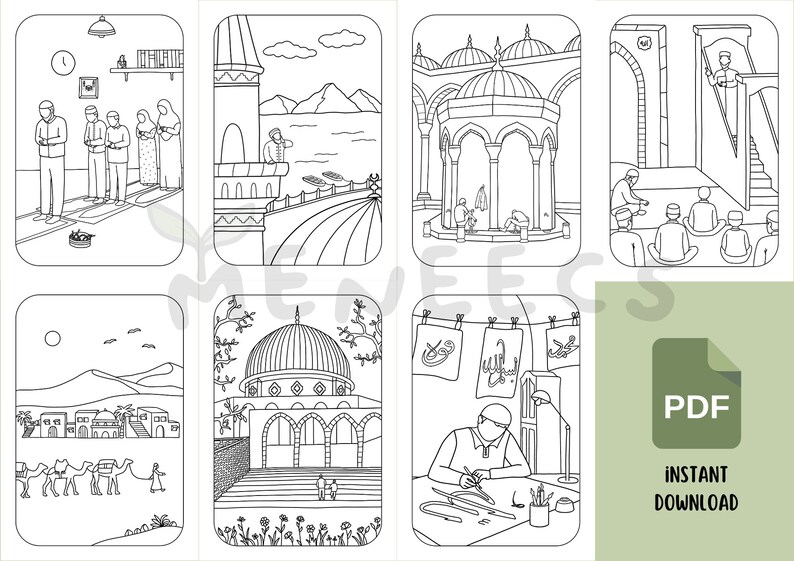 Islamic Coloring Pages for Kids, Islamic Activity Book, Muslim Kids ...