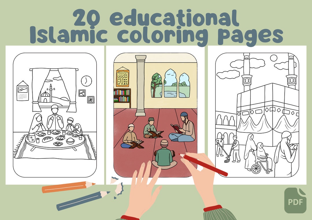 Islamic Coloring Pages for Kids, Islamic Activity Book, Muslim Kids ...