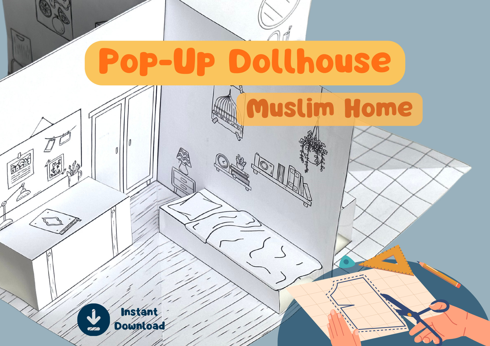 DIY Printable Pop-up House for Muslims, Islamic Crafts, Muslim ...