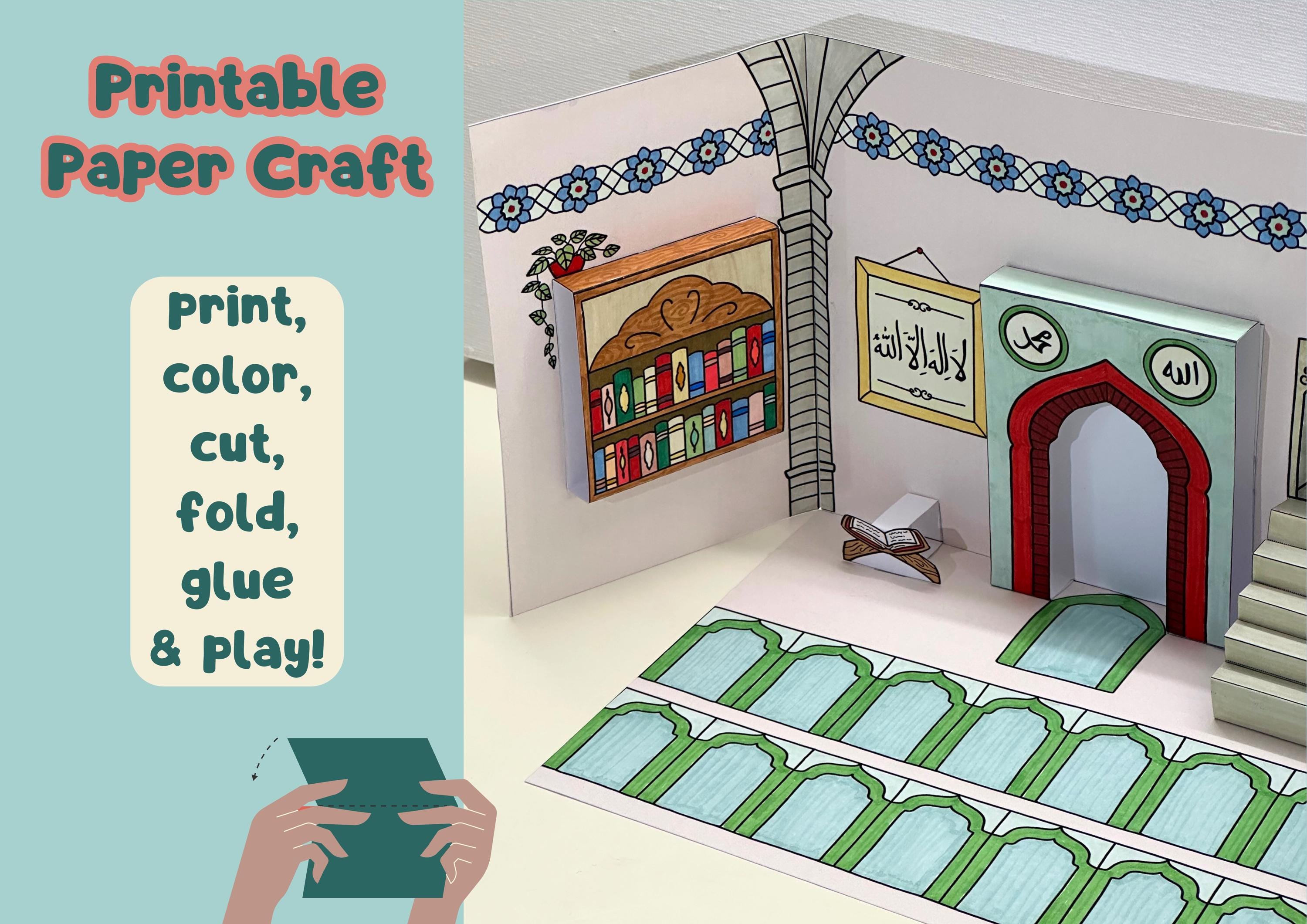 DIY Printable Pop-up Masjid for Muslim Kids, İslamic Crafts, Paper ...