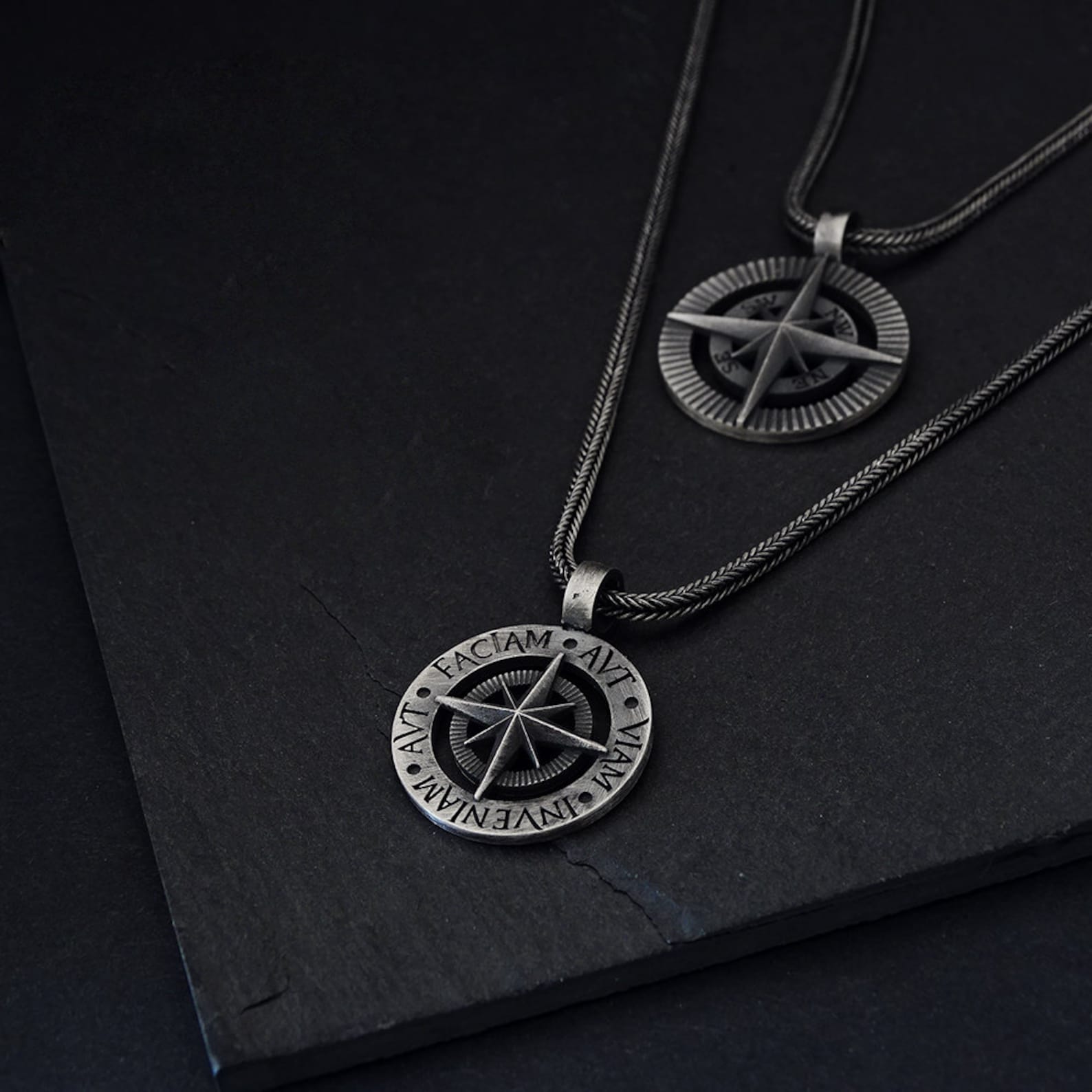 Latin Pendant Aut Viam Inveniam Men's Necklace With 925 Silver Wheat ...