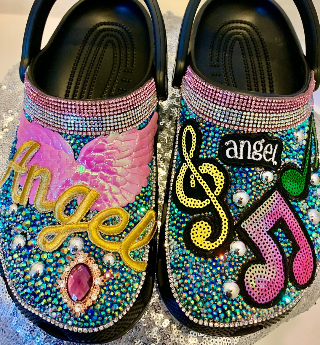 Angel Wings Blinged Bedazzled Custom Crocs - Etsy
