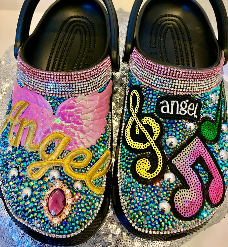 Angel Wings Blinged Bedazzled Custom Crocs - Etsy