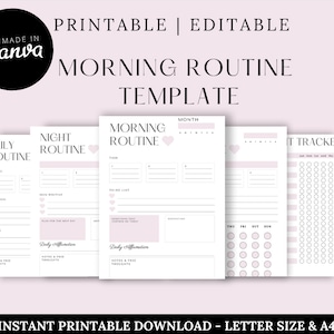 Morning Evening Night Routine Template, Daily to Do List, Canva ...