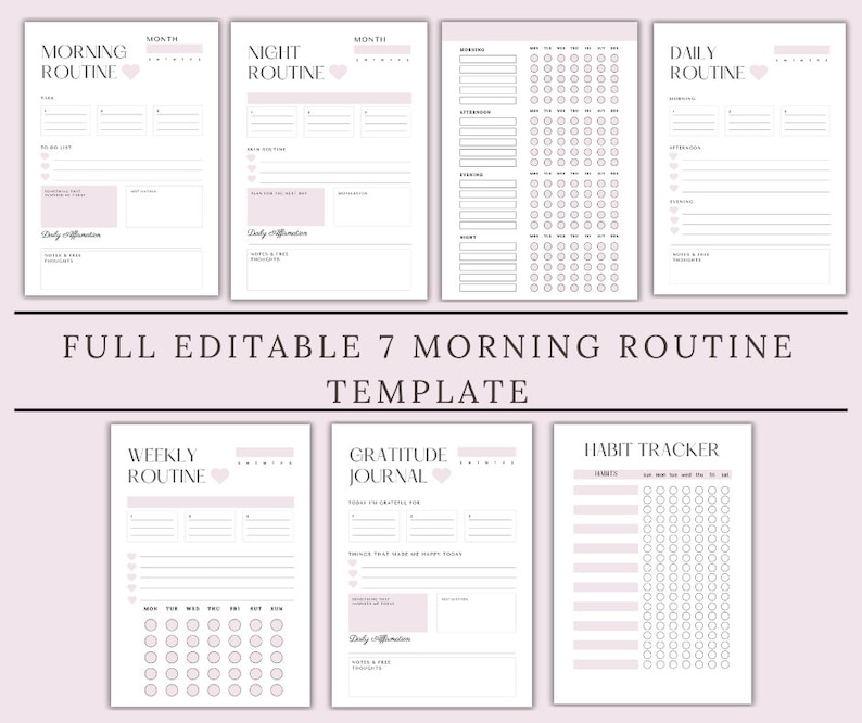Morning Evening Night Routine Template, Daily to Do List, Canva ...