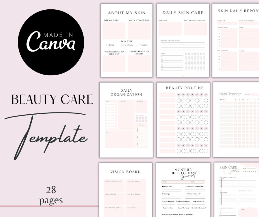 Daily Skin Care Routine Printable, Beauty Skin Care Planner, Skin Care ...