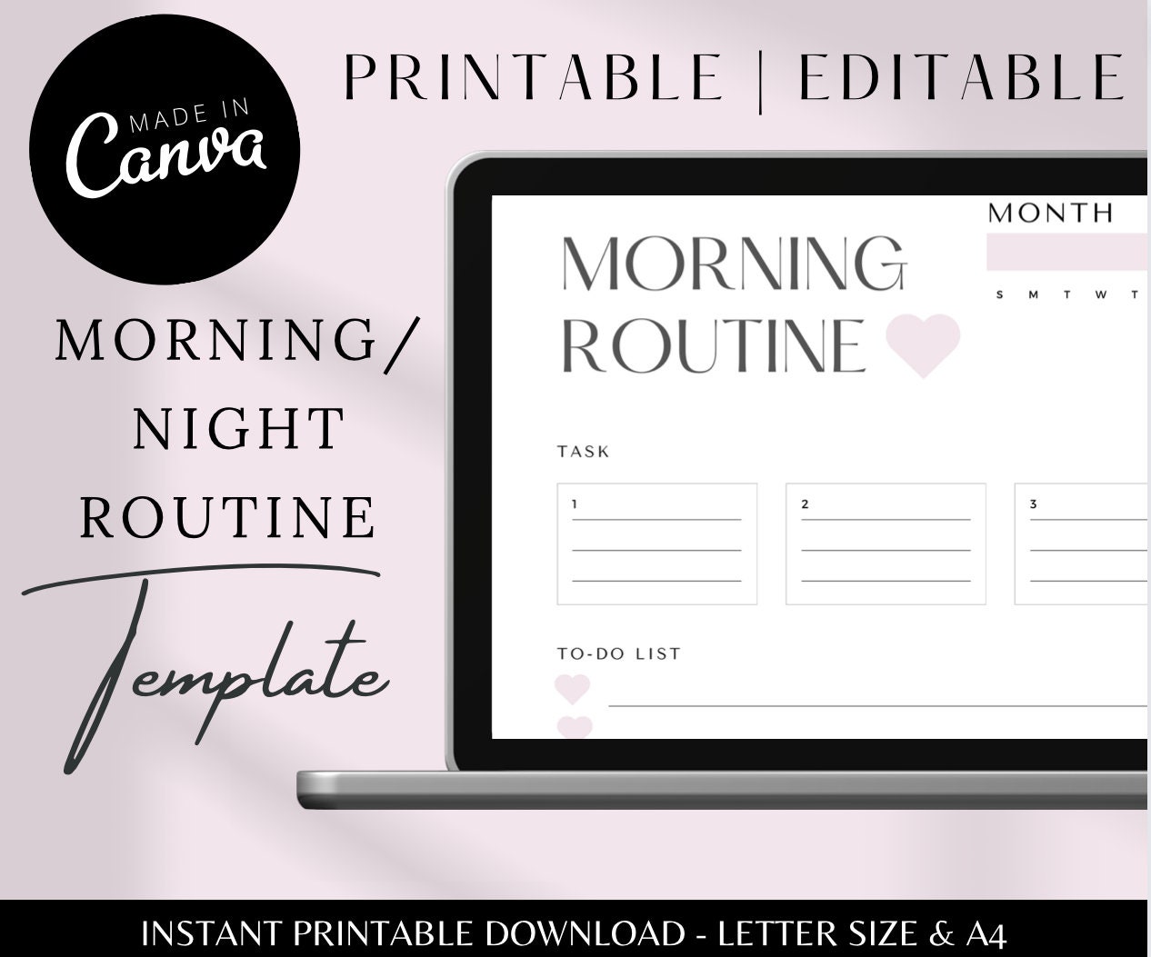 Morning Evening Night Routine Template, Daily to Do List, Canva ...