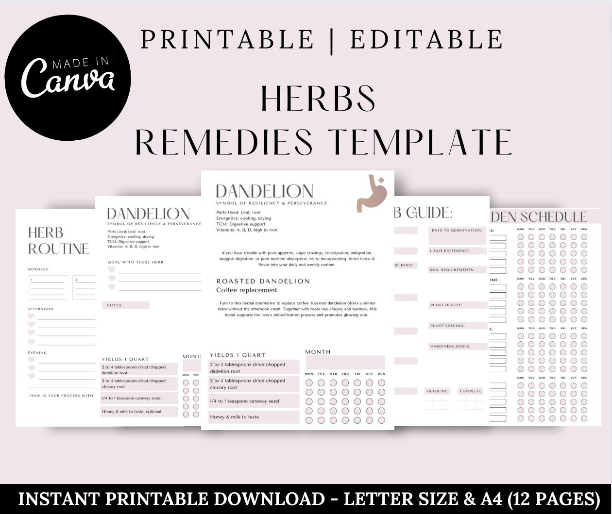 Herbal Template, Printable Medicinal Herbs, Plant Journal, Printable ...