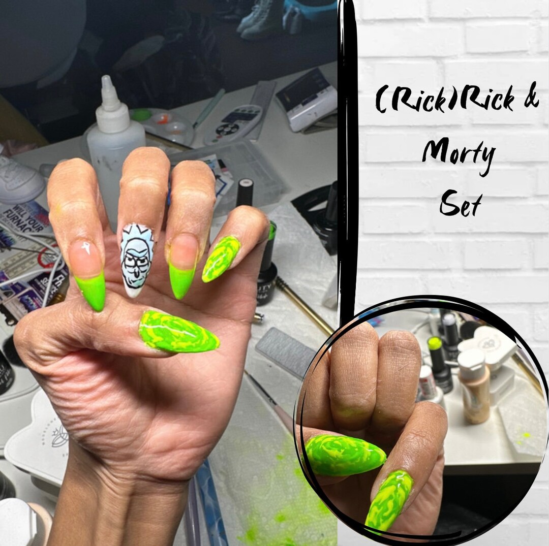 Rick and Morty Set rick Rick and Morty Nails Cartoon Nails Custom Press ...