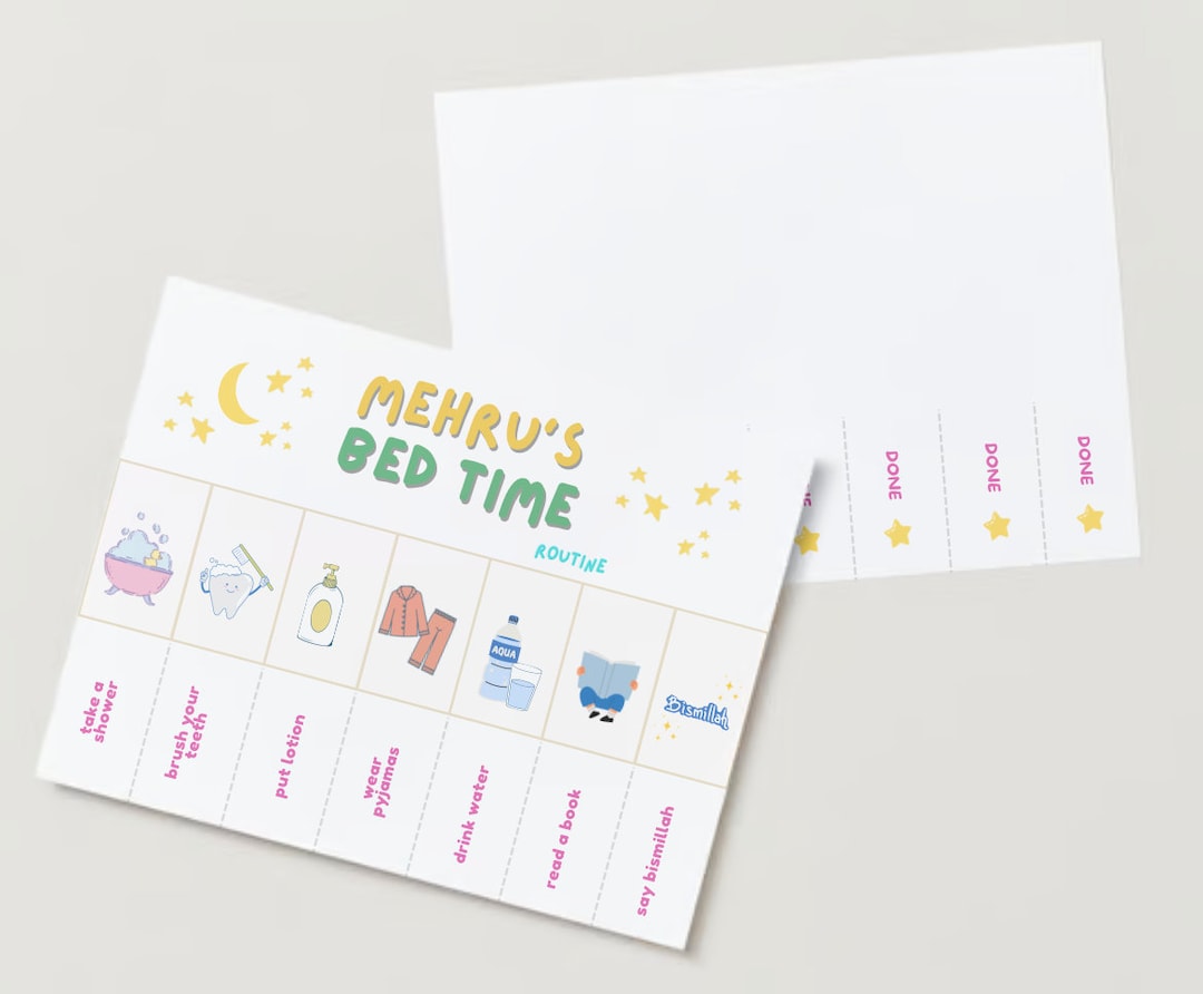 Bedtime Routine Poster for Kids, Night Routine, Activities for Kids ...