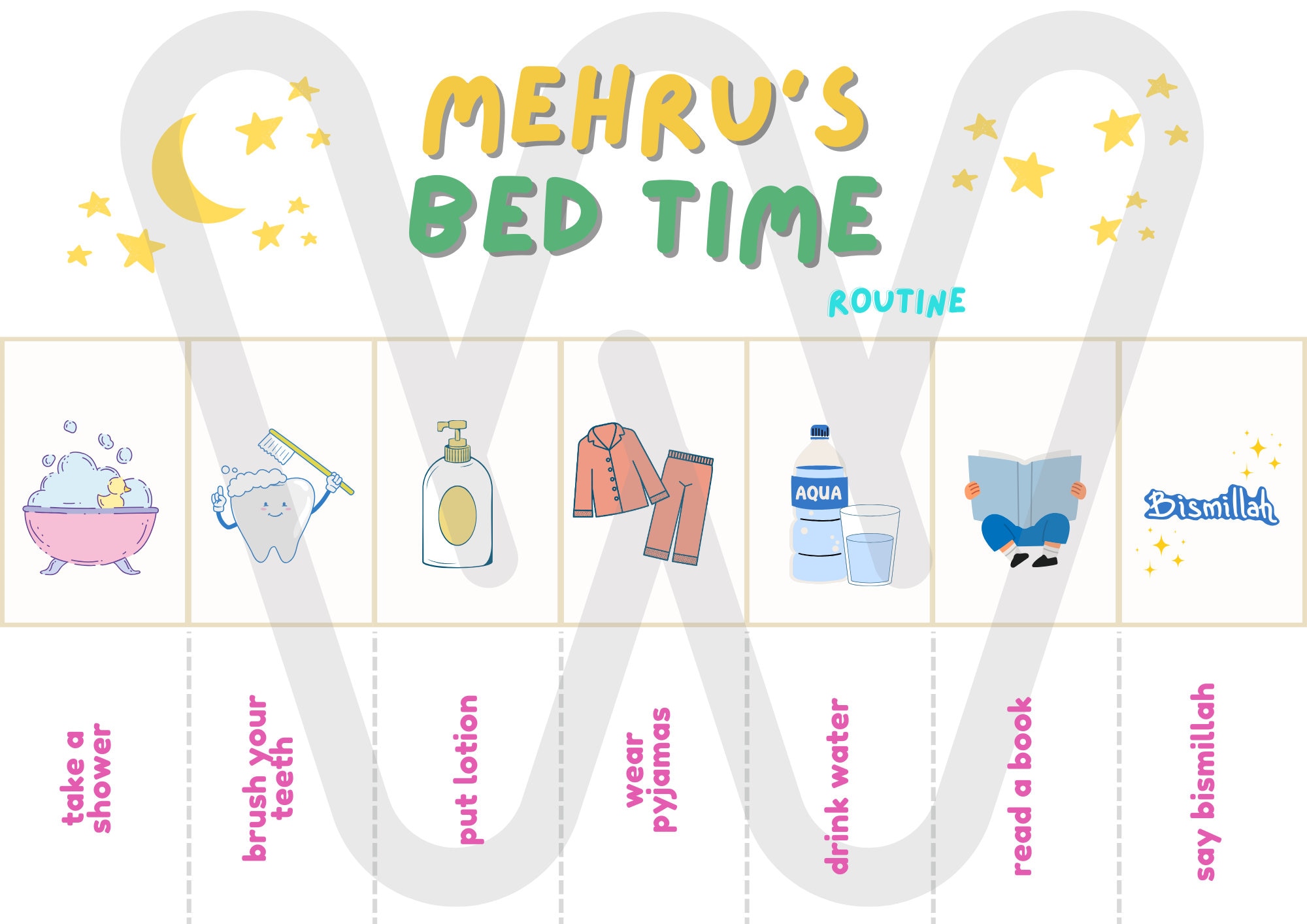 Bedtime Routine Poster for Kids, Night Routine, Activities for Kids ...