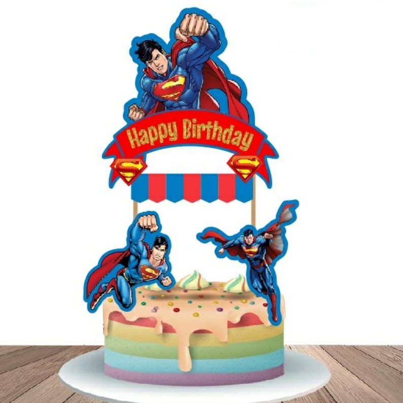 Superman Birthday Cake Topper Cupcake Toppers Decoration Picks - Etsy
