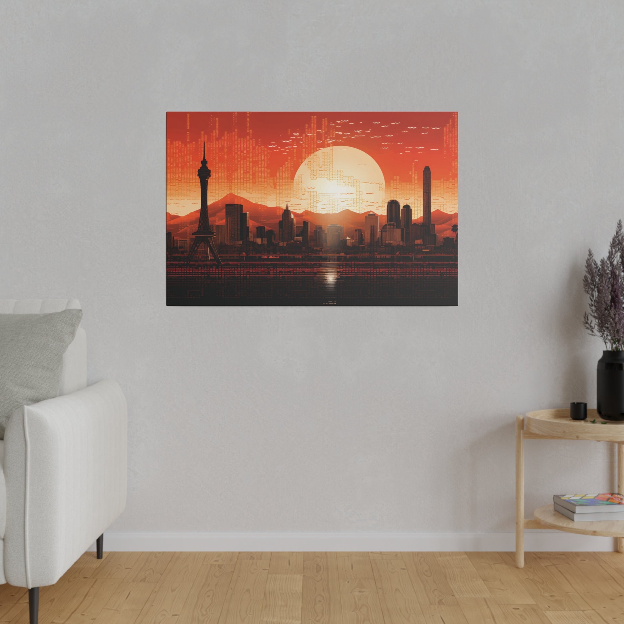 Las Vegas City Skyline on Canvas 36 X 24 Print Matte Stretched 0.75 ...