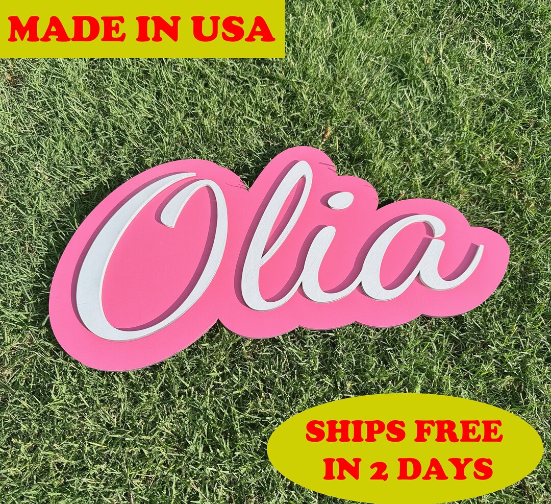 Customizable Wood Name Sign - Personalized Wall Decor With Painted ...