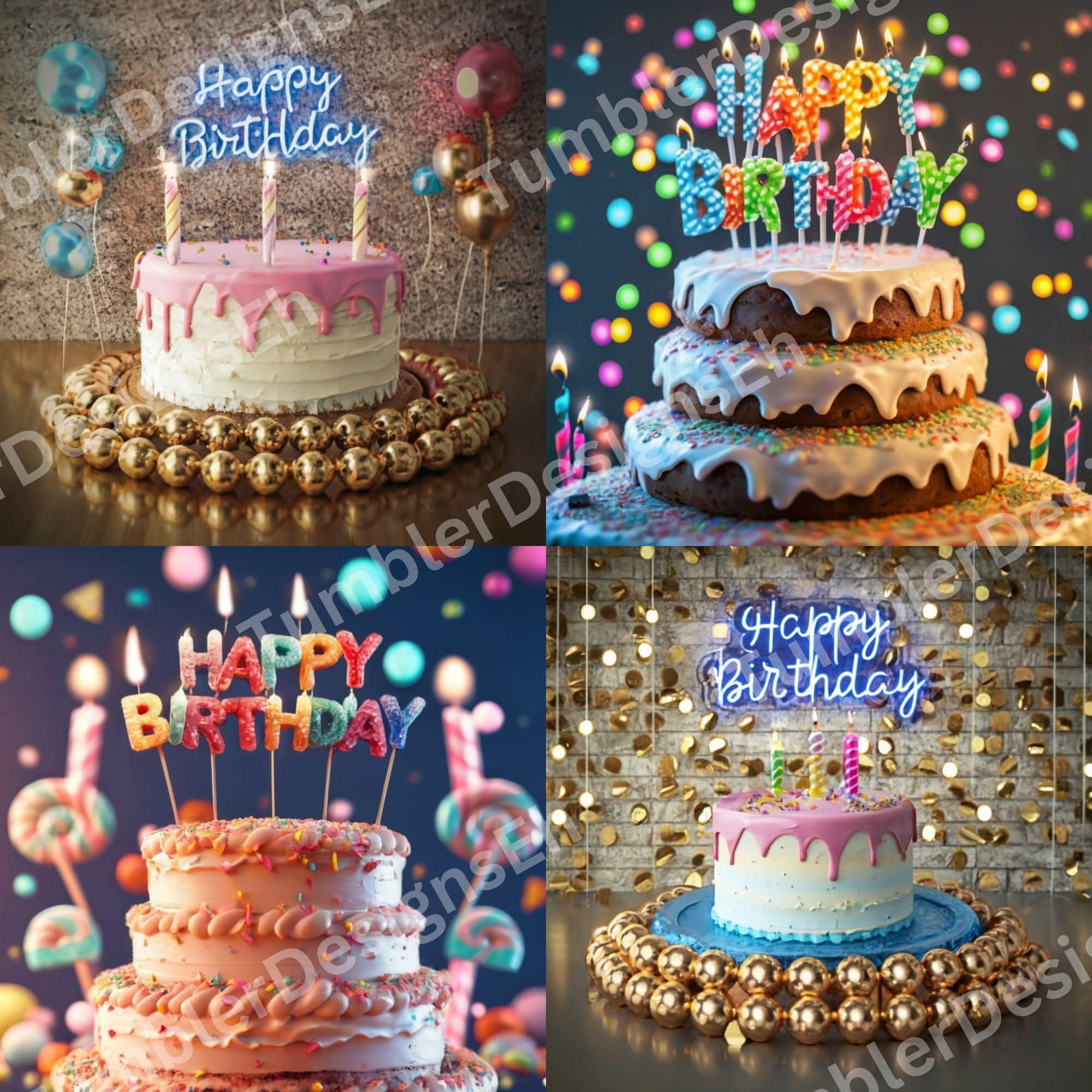 Digital File Only - 12 Images of Birthday Cake Bundle - Birthday Cake ...