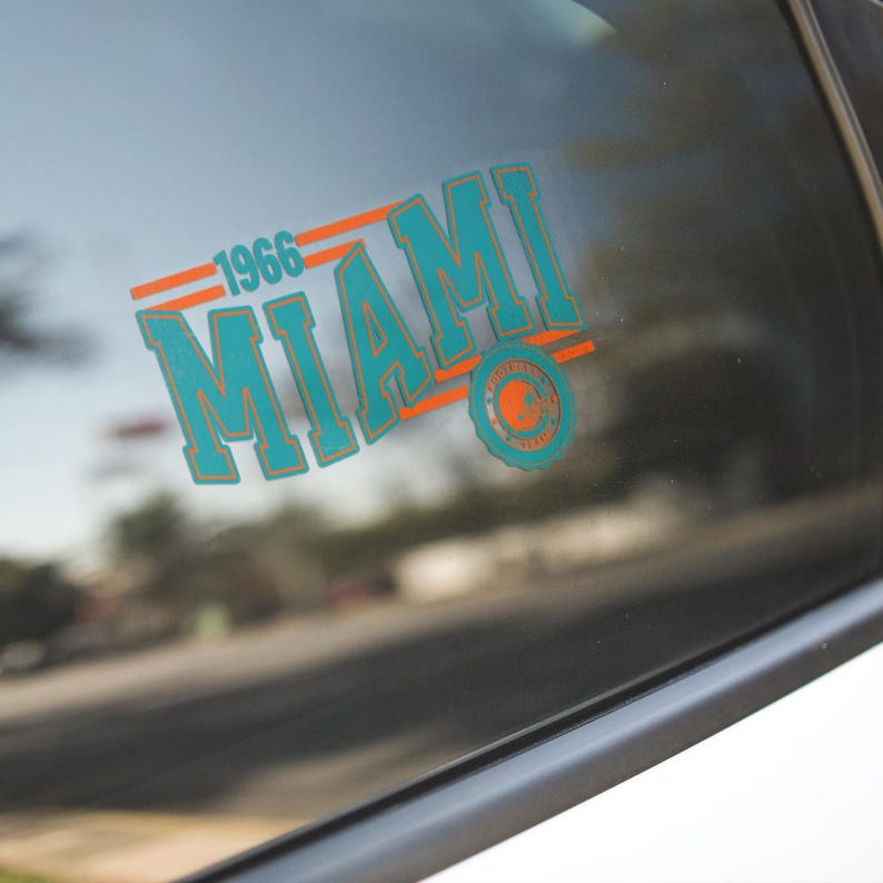 Miami Football Kiss-cut Vinyl Decal, Dolphin Laptop Sticker, American ...