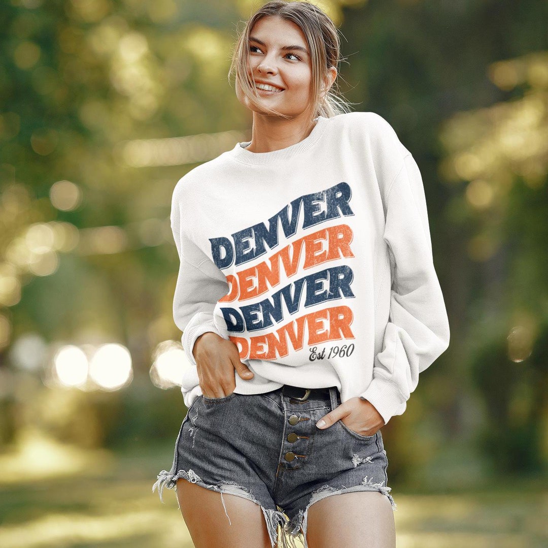 Denver Football Vintage Pullover, Bronco Throwback Sweatshirt, Unisex ...