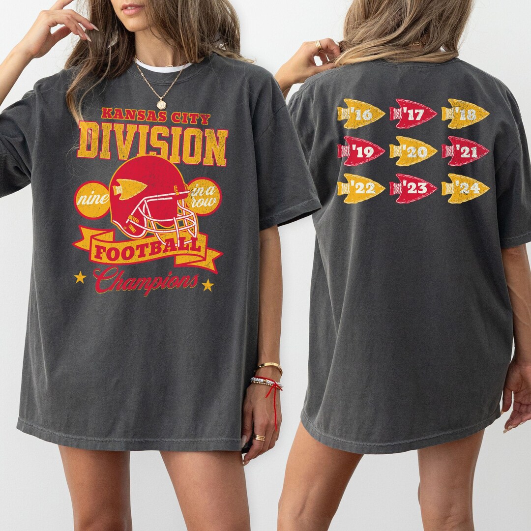 Kansas City Football Nine Time Division Champions T-shirt, Retro Chief ...