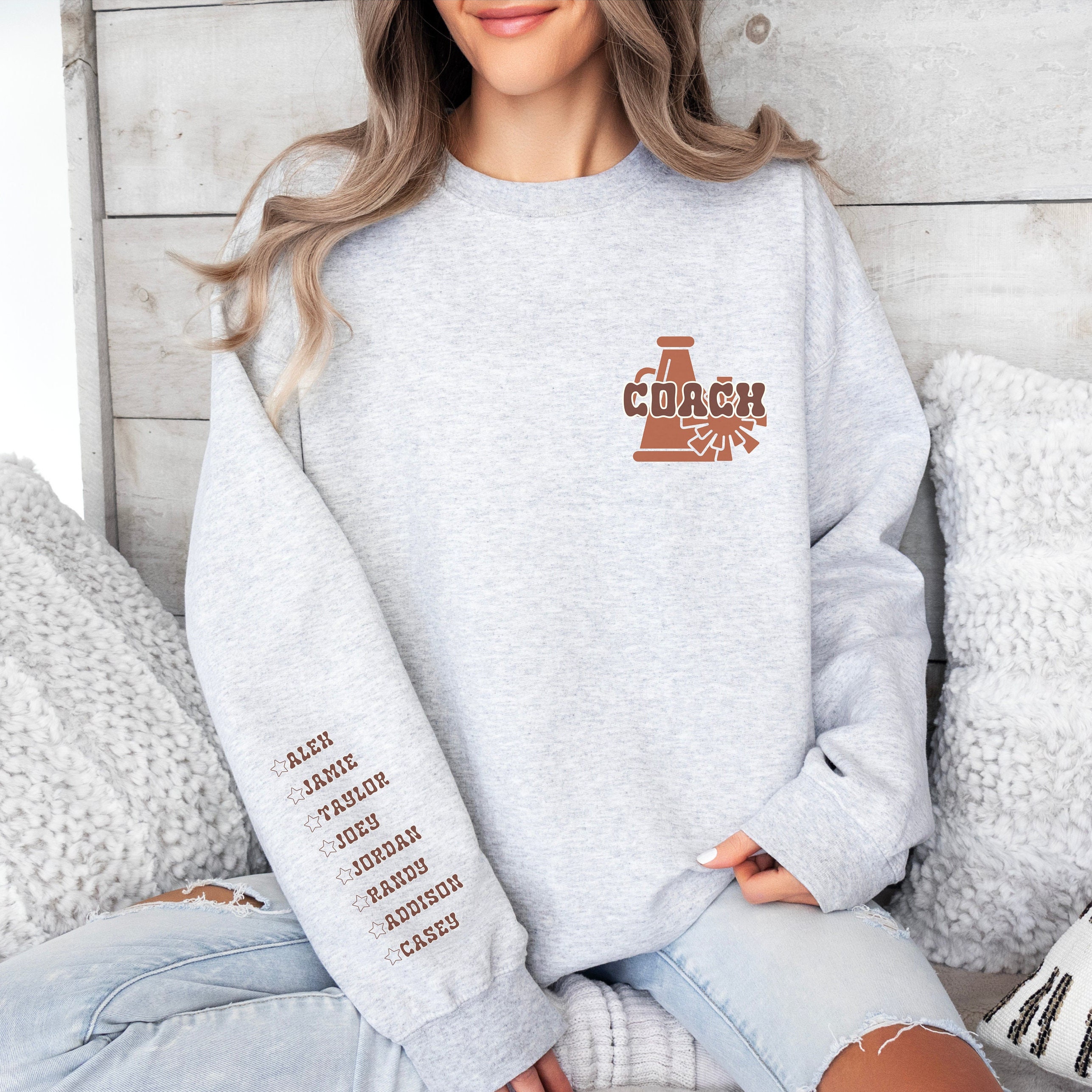 Cheerleading Coach Personalized Sweatshirt, Retro Cheer Pocket Print ...
