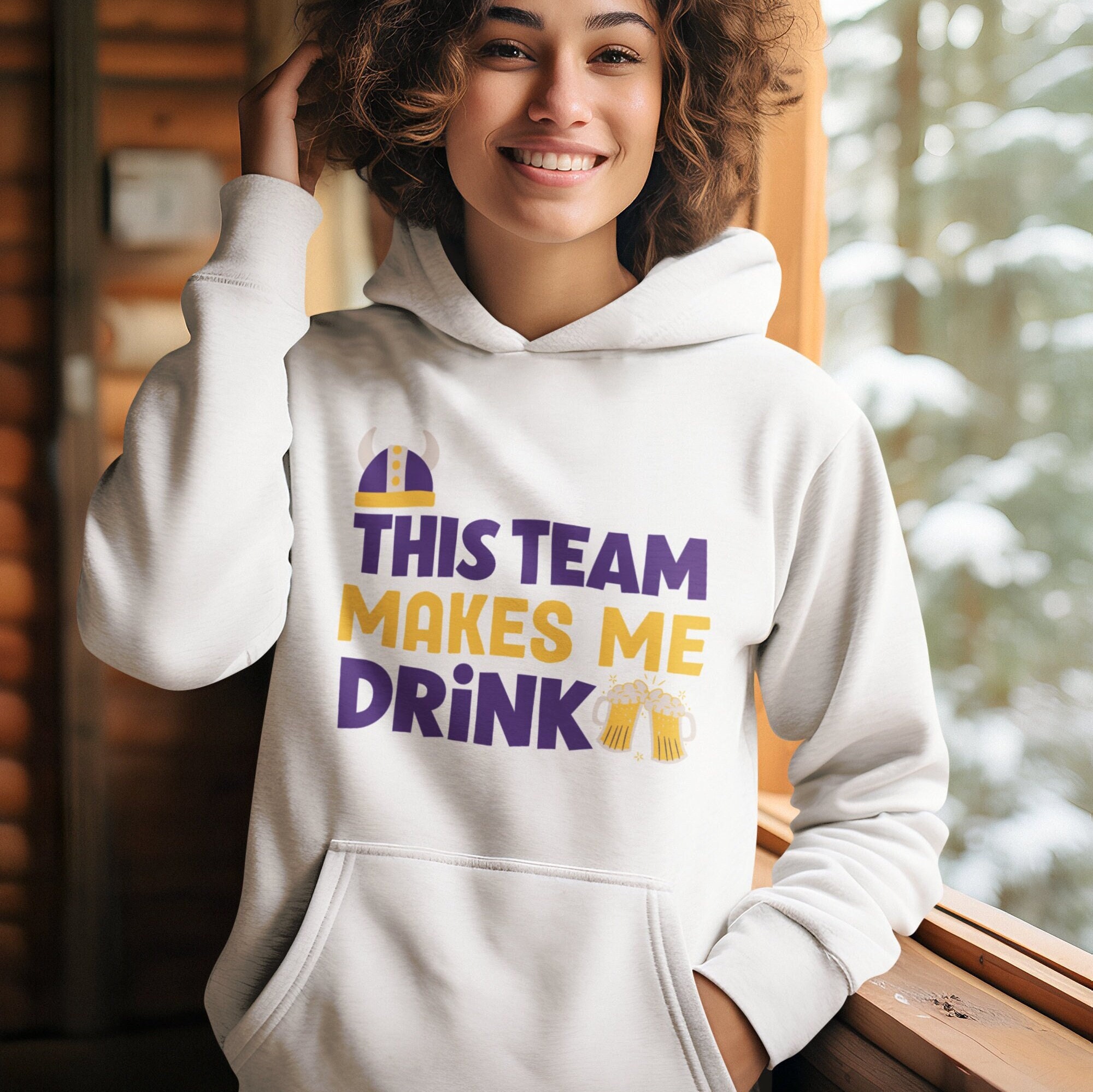 This Team Makes Me Drink Minnesota Football Hooded Sweatshirt, MN Vikes Fan Shirt, Funny Viking ...