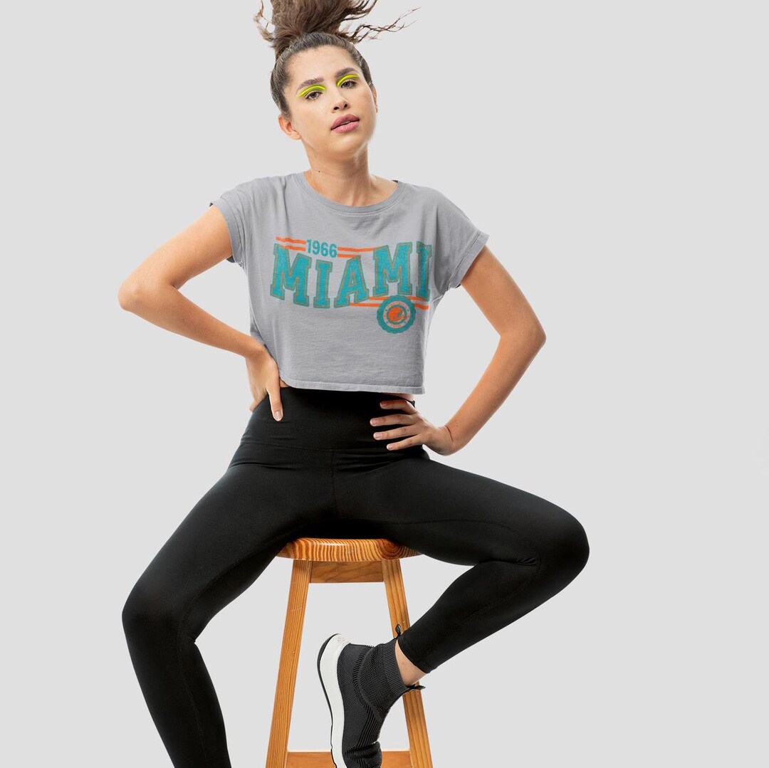 Miami Football Retro Cropped Shirt, Vintage Miami Dolphin Crop Top ...