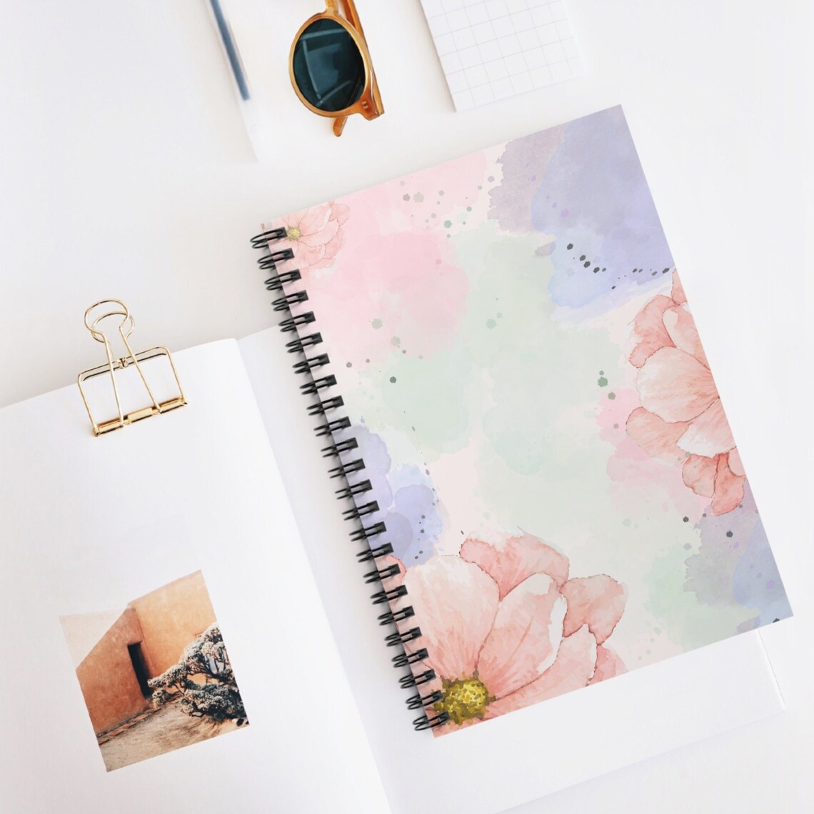 Pink Floral Spiral Notebook, Rule Line Notebook, Back to School ...
