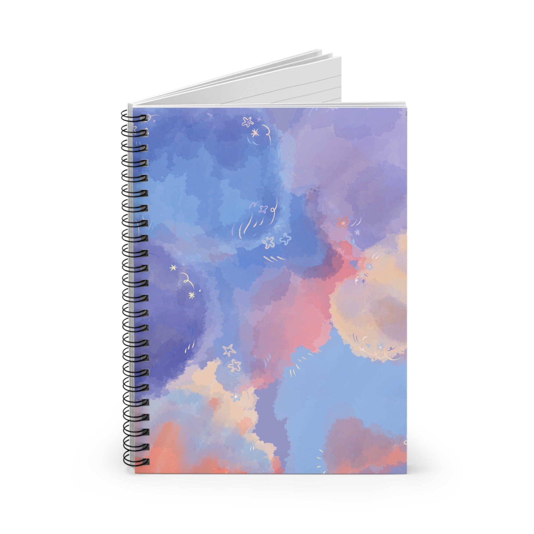 Watercolor Spiral Notebook, Rule Line Notebook, Back to School, Journal ...