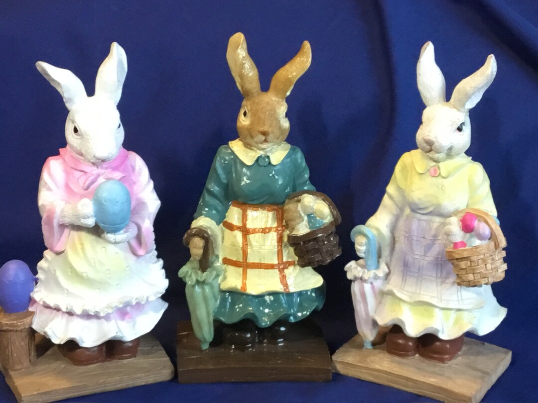 Easter Rabbits Delivering Baskets and Eggs - Set of Three (3) - Etsy