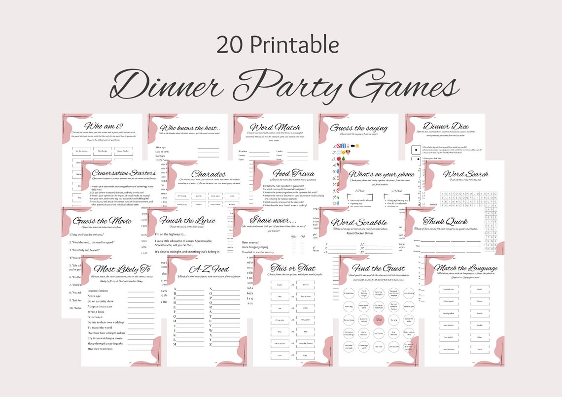 Ultimate Dinner Party Games Bundle 20 Games Included Family and Friends ...