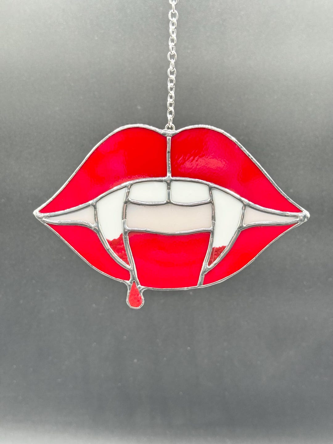 Handmade Stained Glass Vampire Lips Window Decor - Etsy