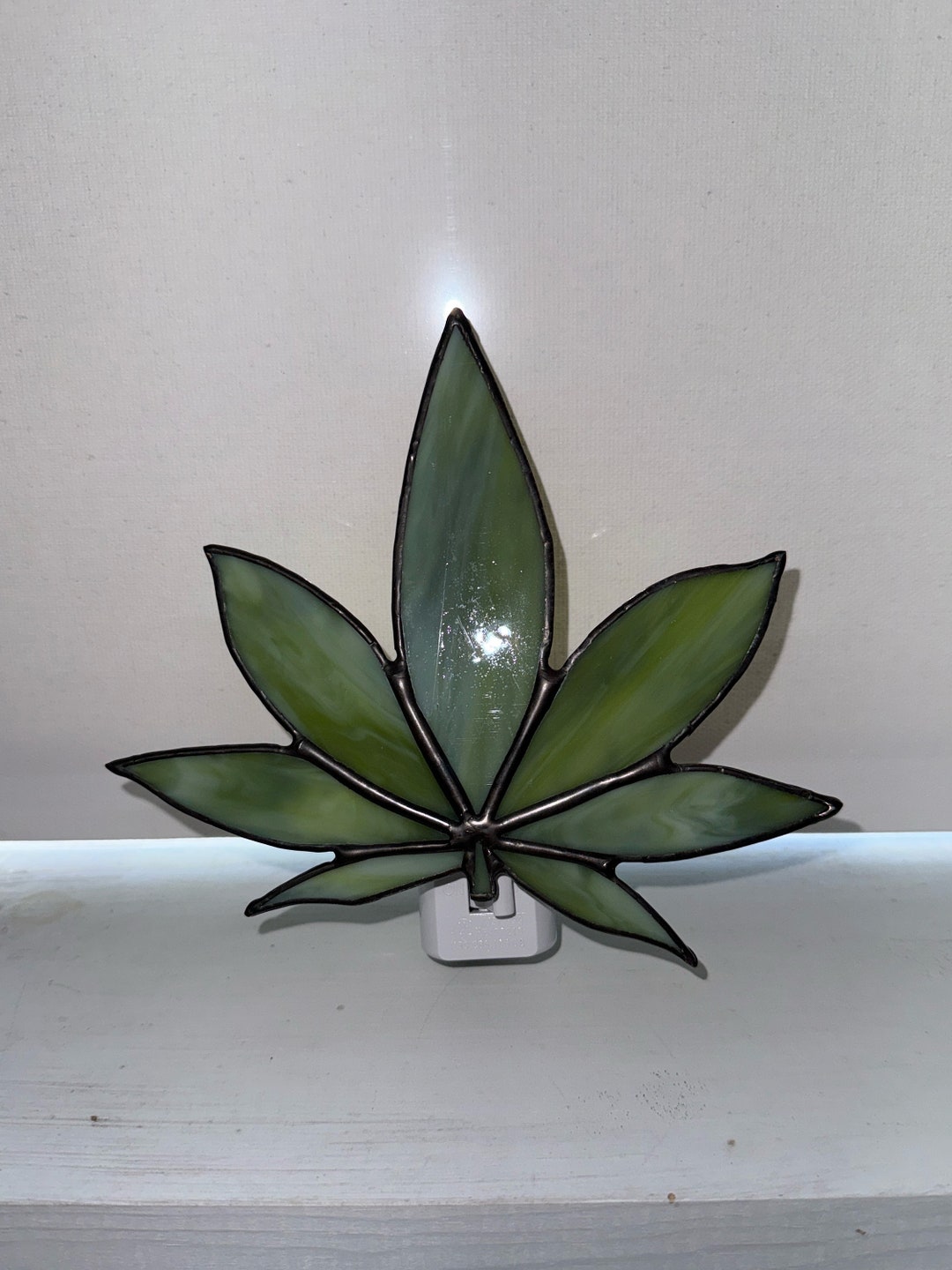 Stained Glass Night Light Stain Glass Pot Leaf Night Light Handmade by ...
