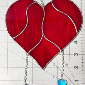 Handmade Red Stained Glass Heart Suncatcher - Etsy