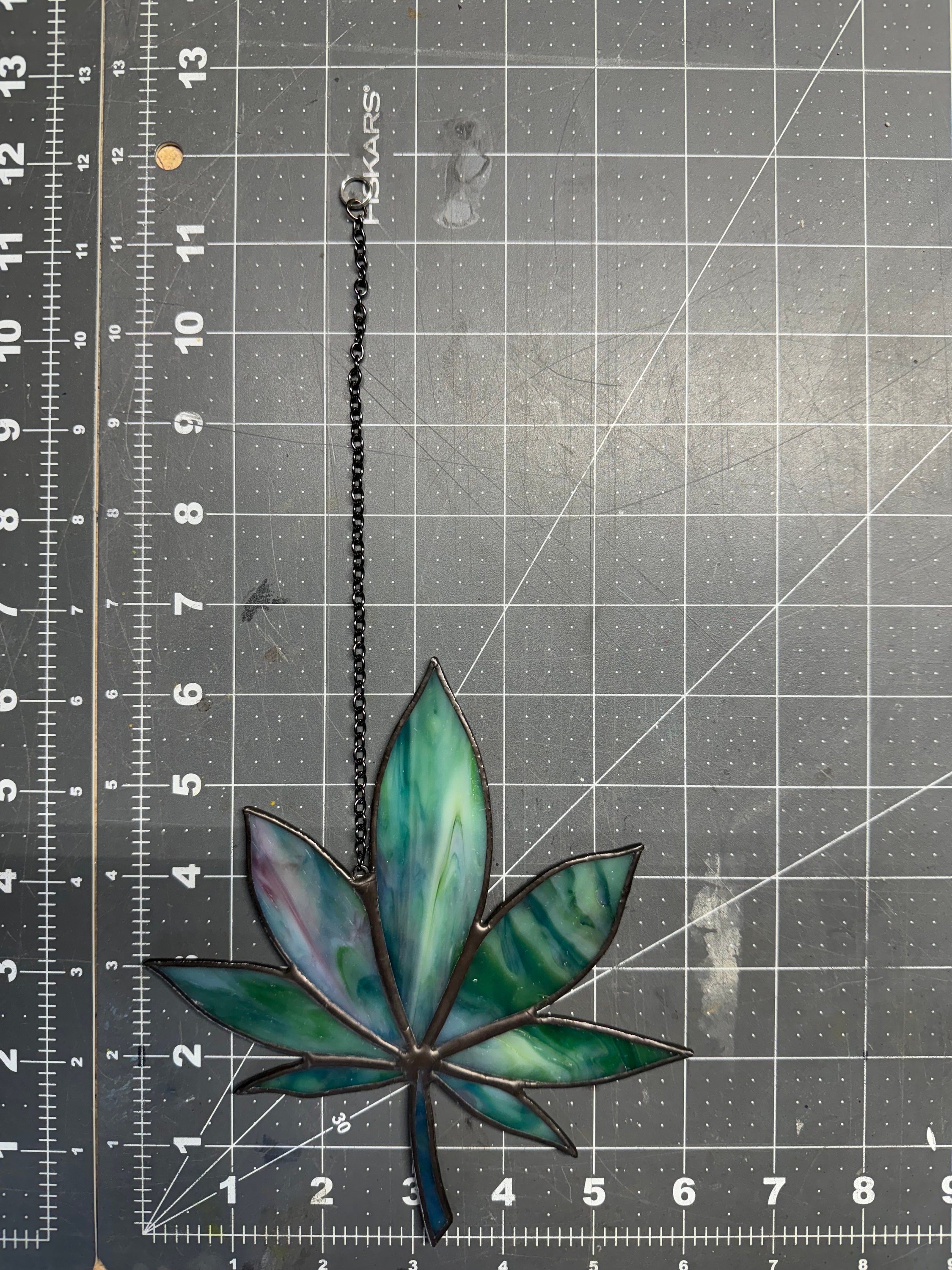 True Stained Glass Pot Leaf Homemade Green Stain Glass Marijuana Leaf ...