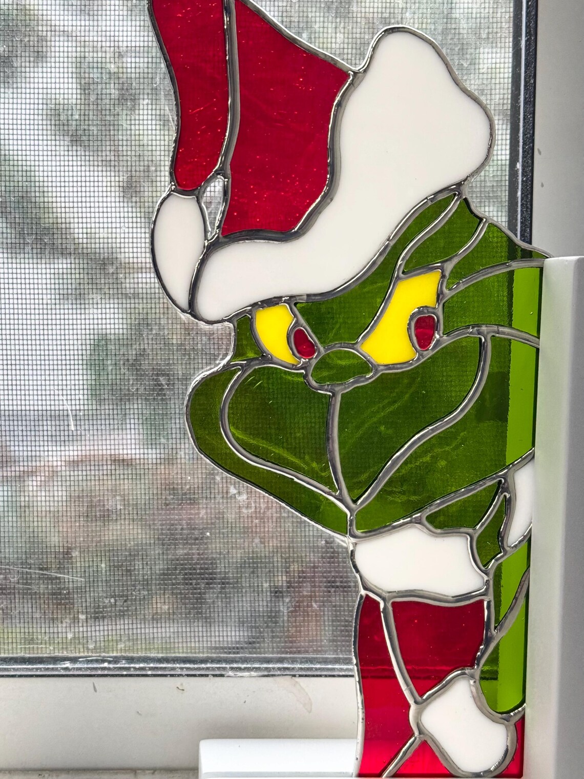 Handmade Stained Glass Grinch Peeking Grinch Christmas Holiday Decor - Etsy