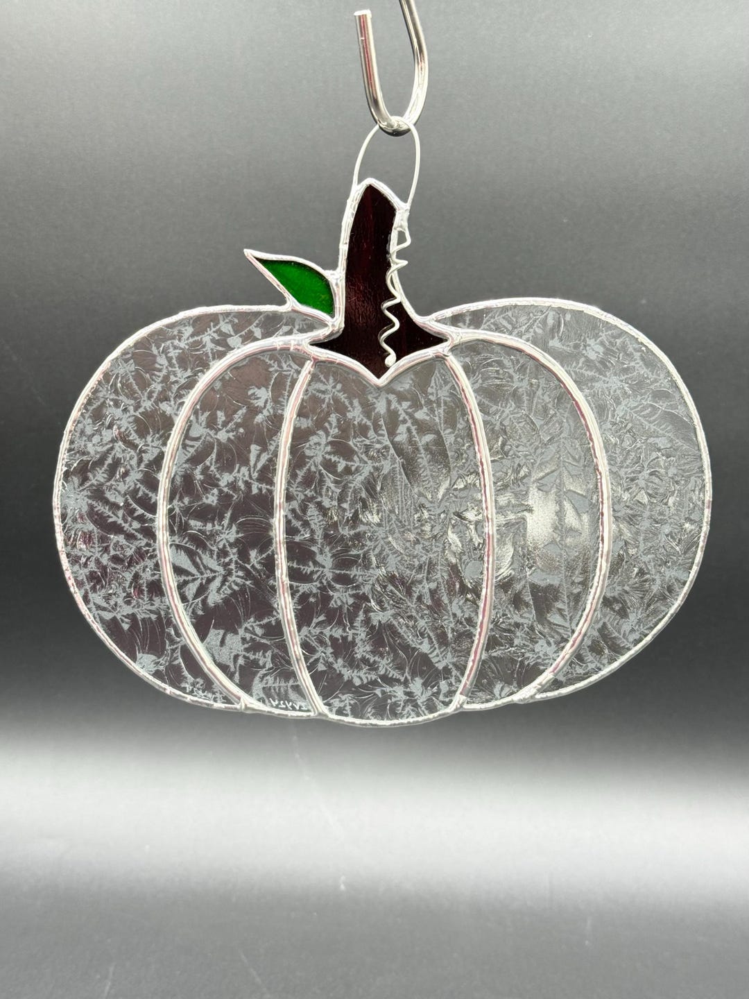 Handmade Stained Glass Pumpkin Suncatcher: Clear Lace Holiday Decor - Etsy