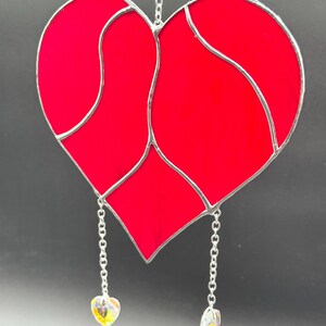 Handmade Red Stained Glass Heart Suncatcher - Etsy