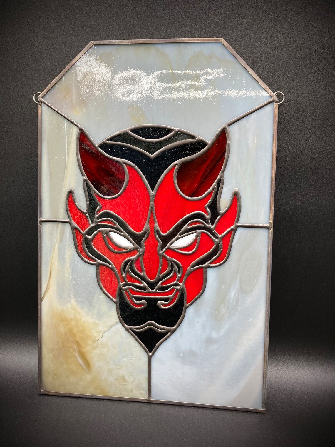 Handmade Stained Glass Devil in Tombstone - Gothic Halloween Decor - Etsy