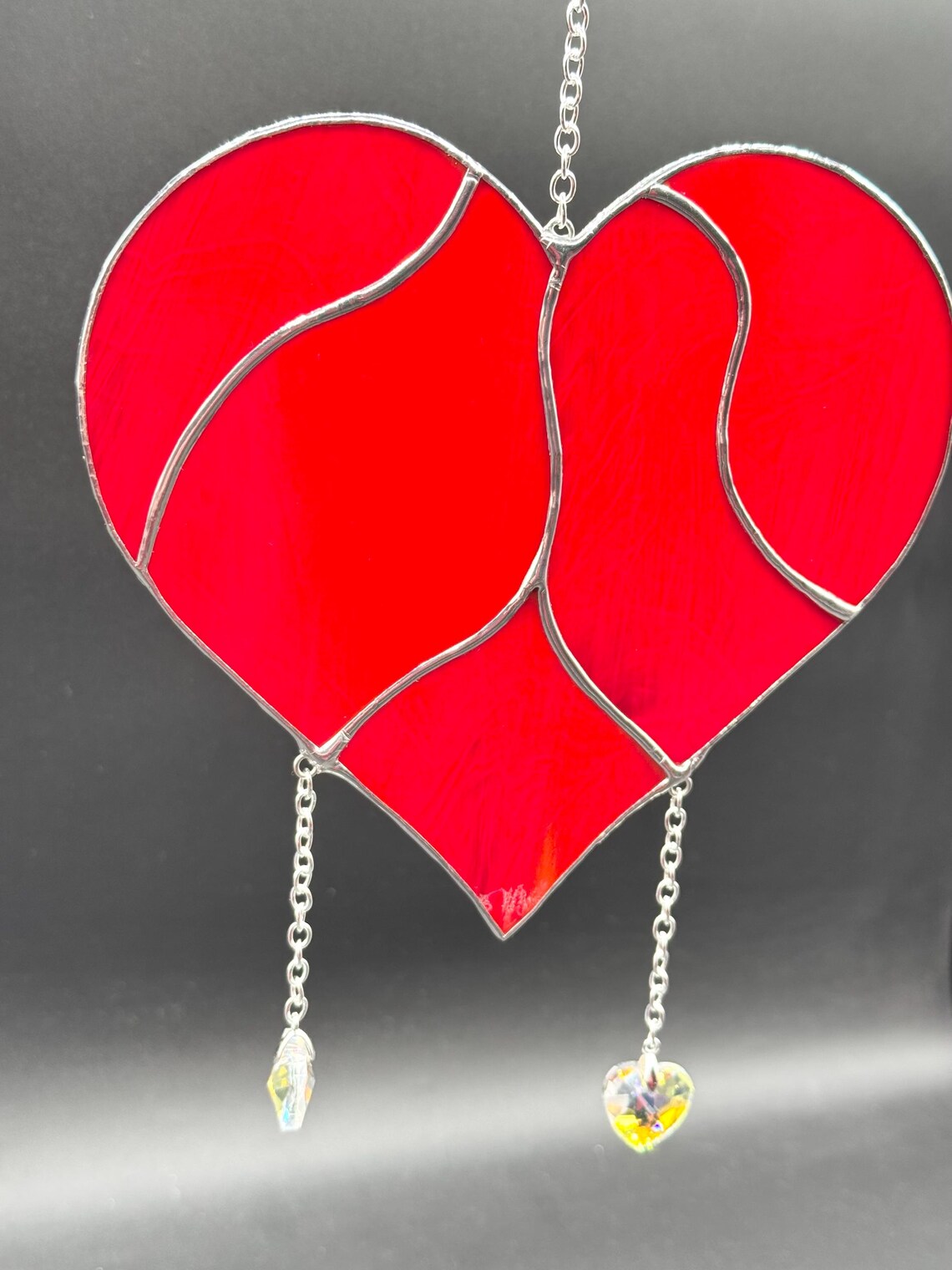 Handmade Red Stained Glass Heart Suncatcher - Etsy
