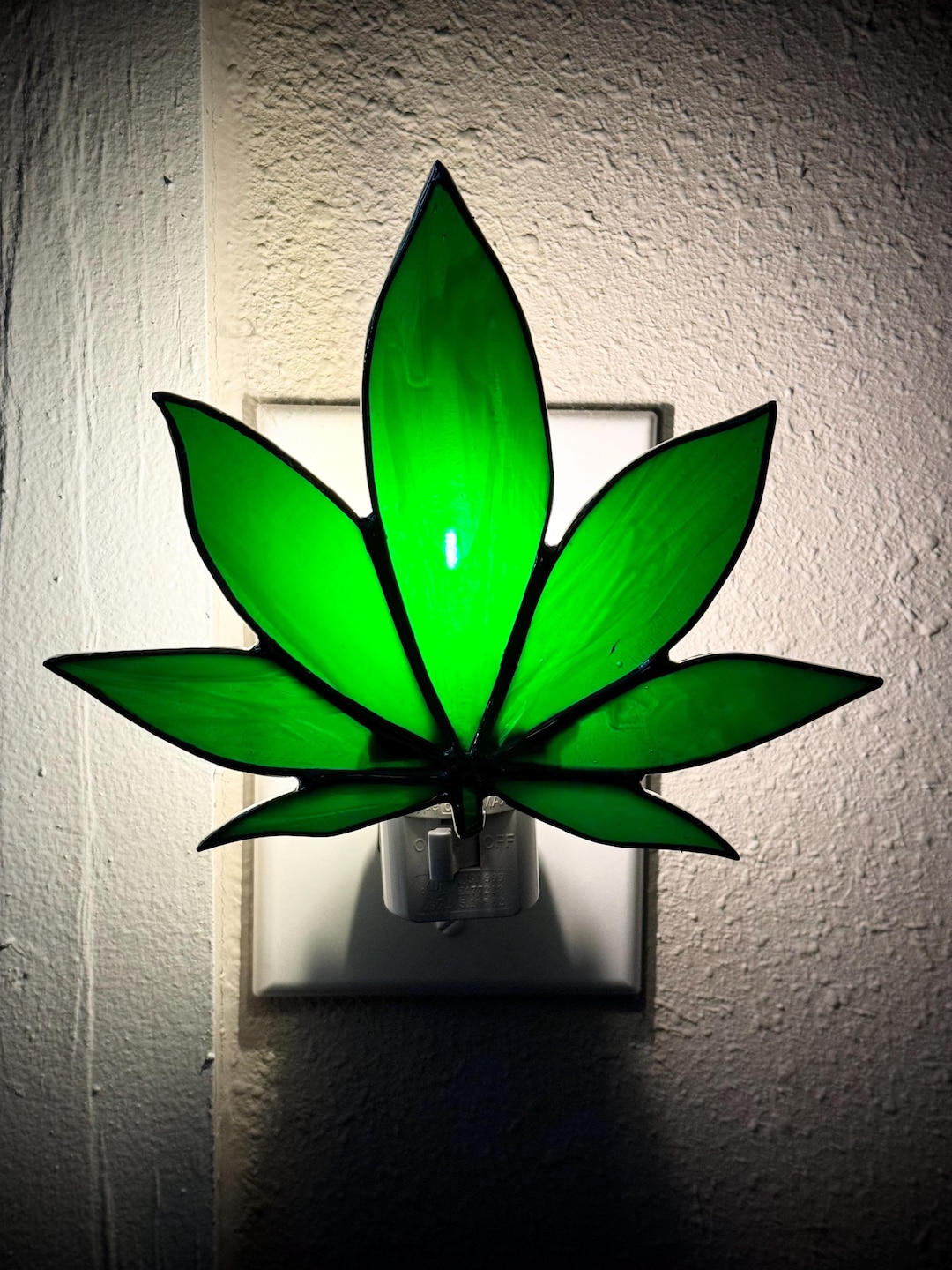 Stained Glass Night Light Stain Glass Pot Leaf Night Light Handmade by ...
