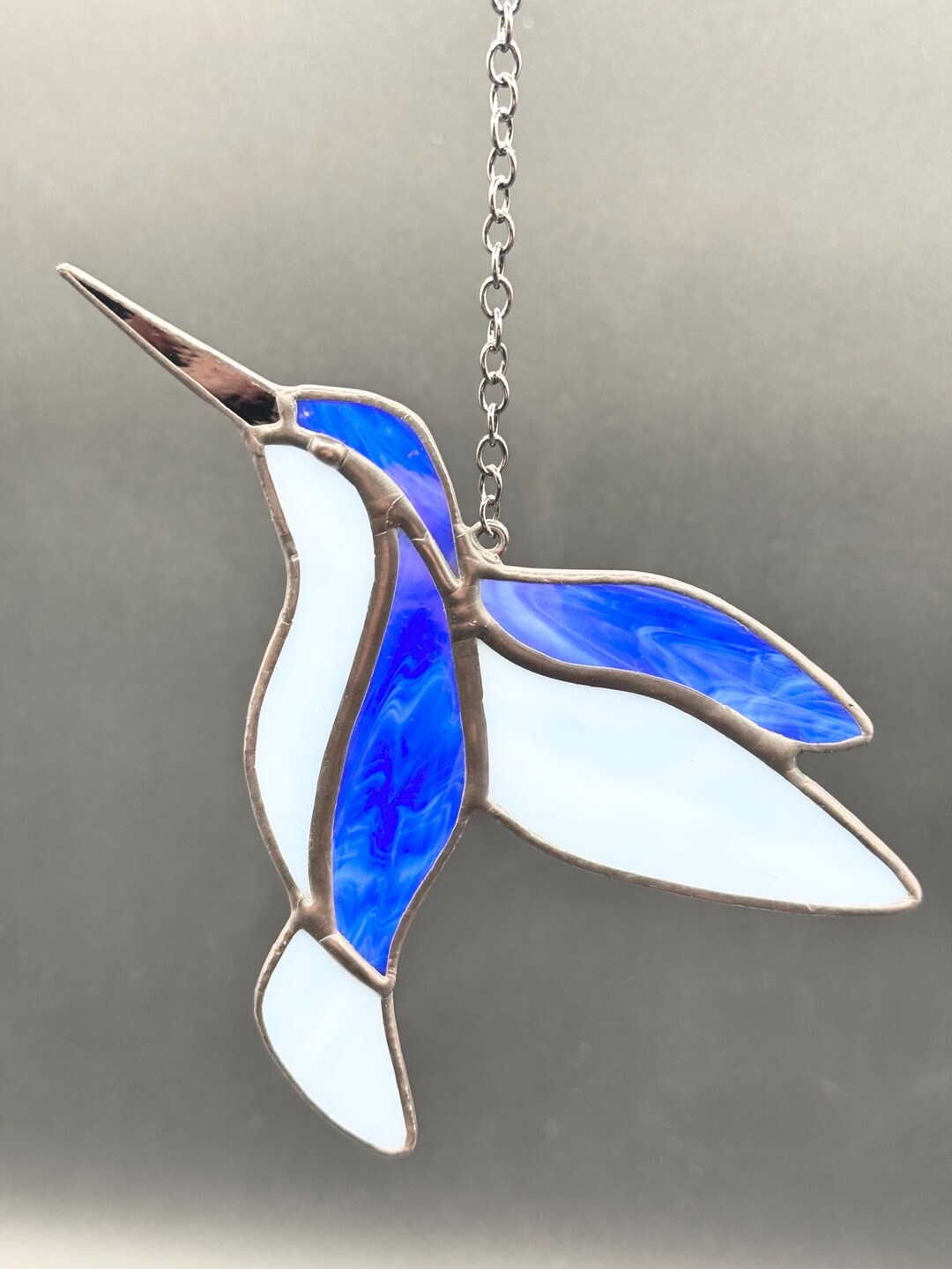 Stained Glass Hummingbird Stain Glass Blue Hummingbird Handmade by ...