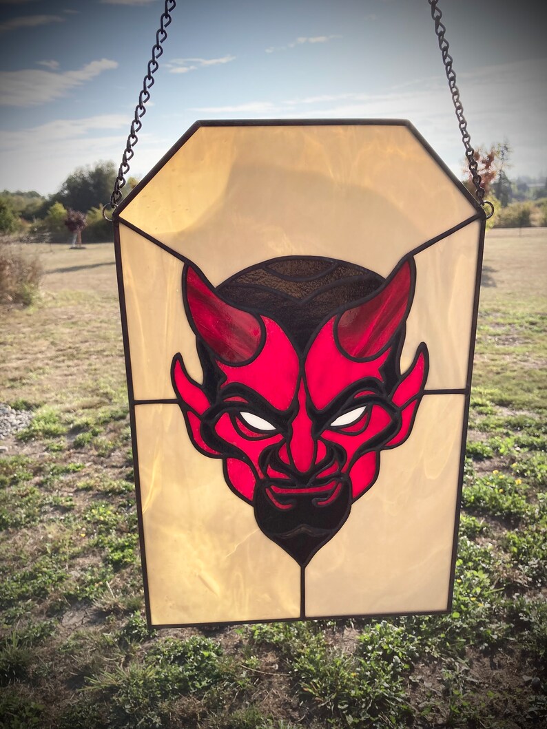 Handmade Stained Glass Devil Homemade Halloween Seasonal Decor - Etsy